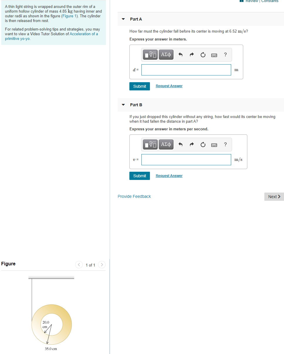Solved Review Constants A thin light string is wrapped | Chegg.com