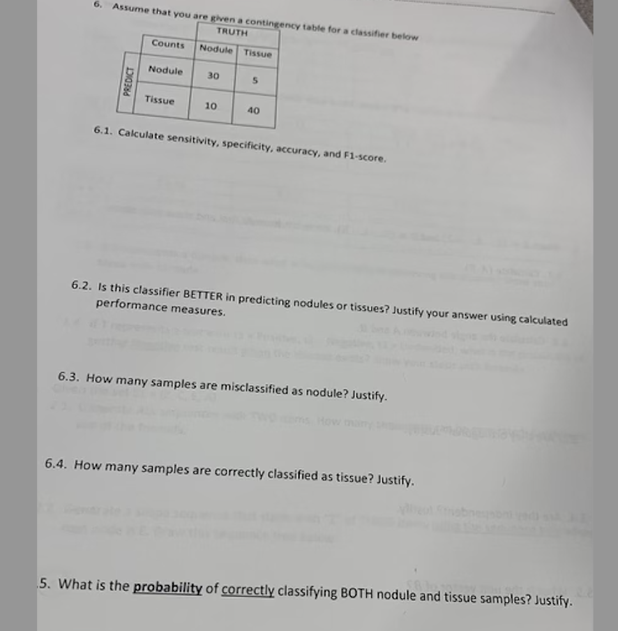 Solved 6. Assume that you are given a contingency table for | Chegg.com