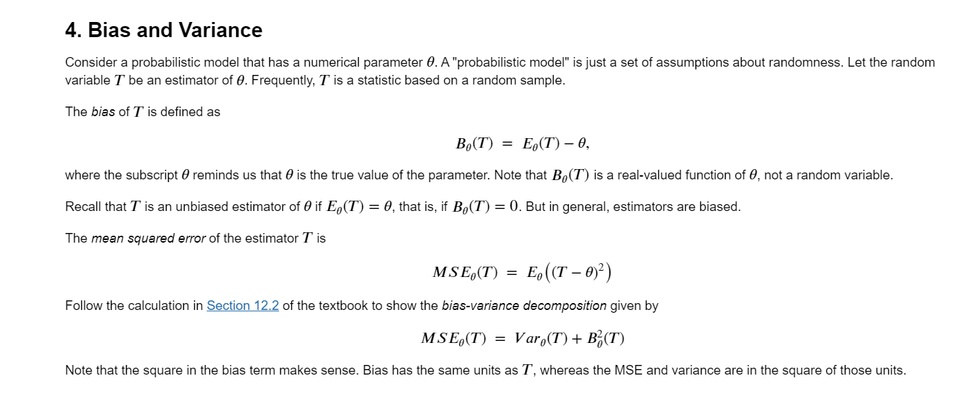 Solved 4. Bias and Variance Consider a probabilistic model | Chegg.com