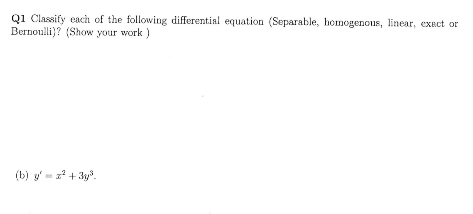Solved Q1 Classify each of the following differential | Chegg.com