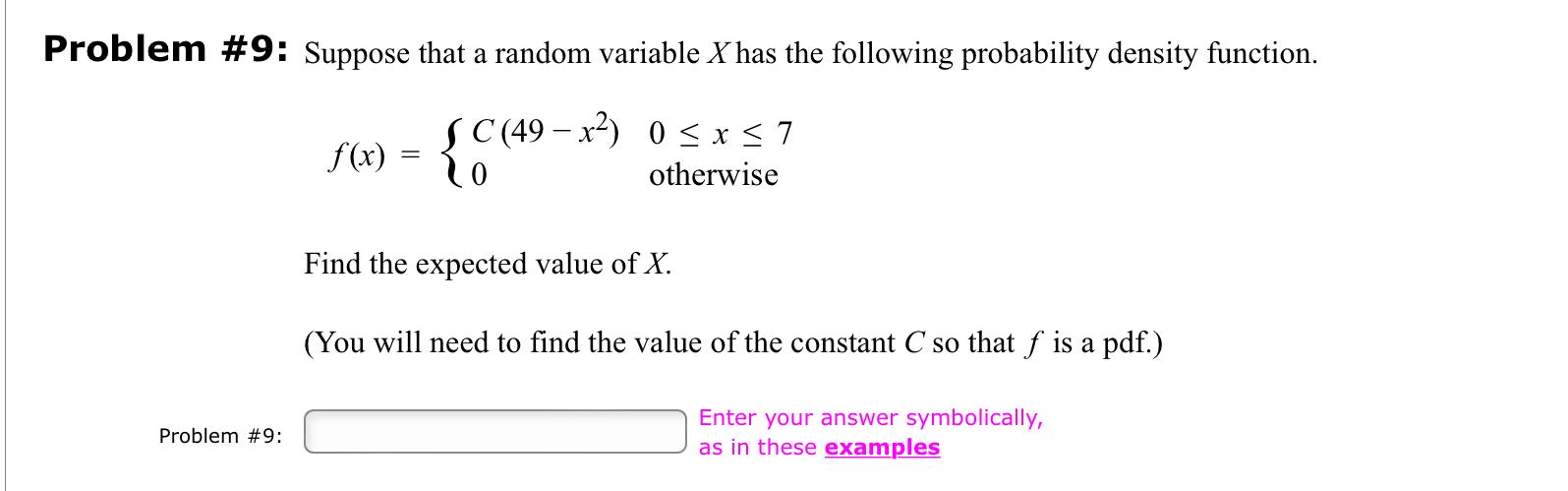Solved Roblem 9 Suppose That A Random Variable X Has The