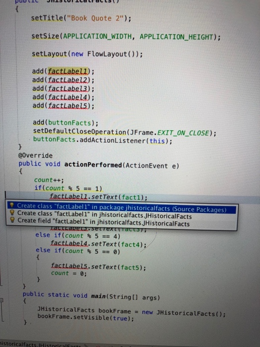 Solved package jhistoricalfacts; import import | Chegg.com
