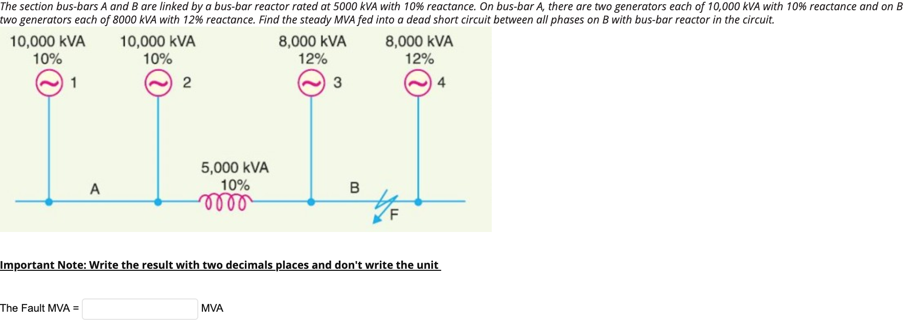 Solved The section bus-bars A and B are linked by a bus-bar | Chegg.com