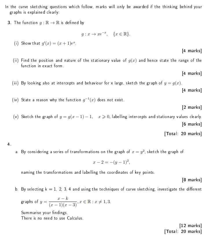 Solved In the curve sketching questions which follow, marks | Chegg.com
