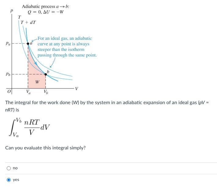 Solved Adiabatic process ab: Q = 0, AU = -W T T + DT Pa -For | Chegg.com