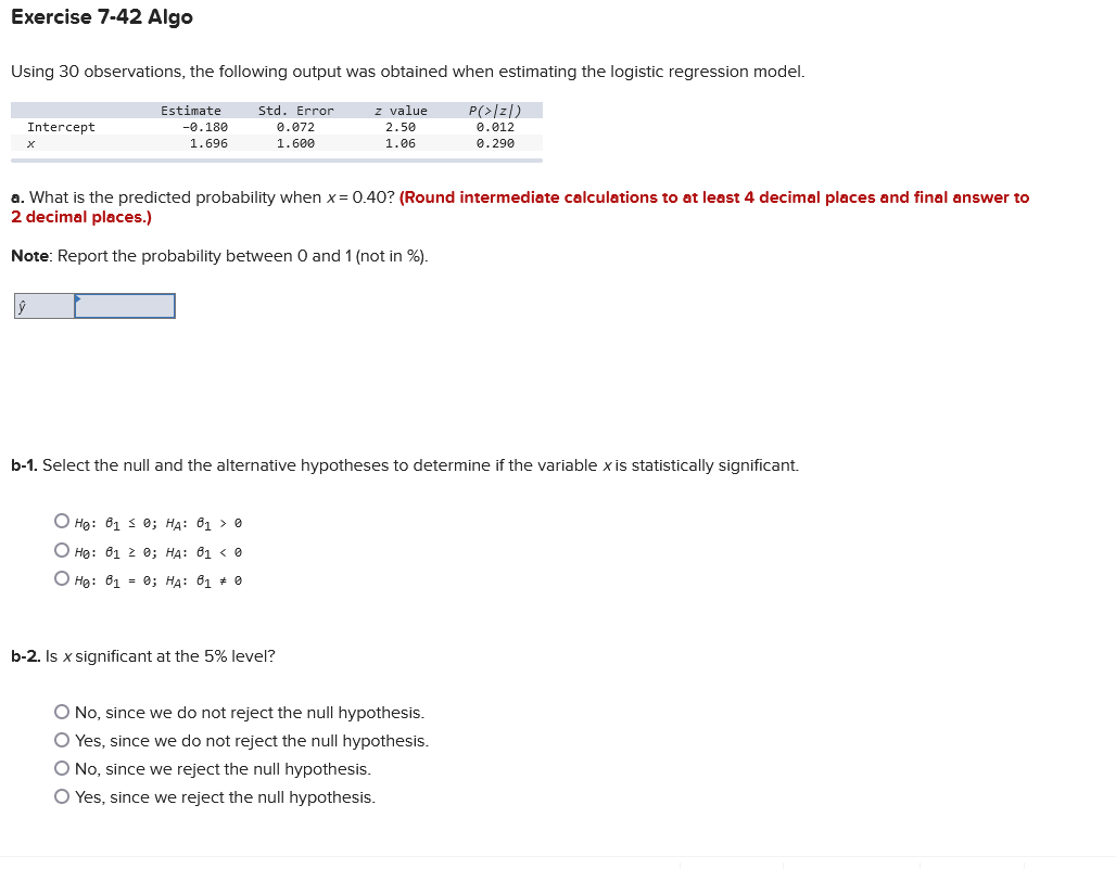 Solved Using 30 observations, the following output was | Chegg.com