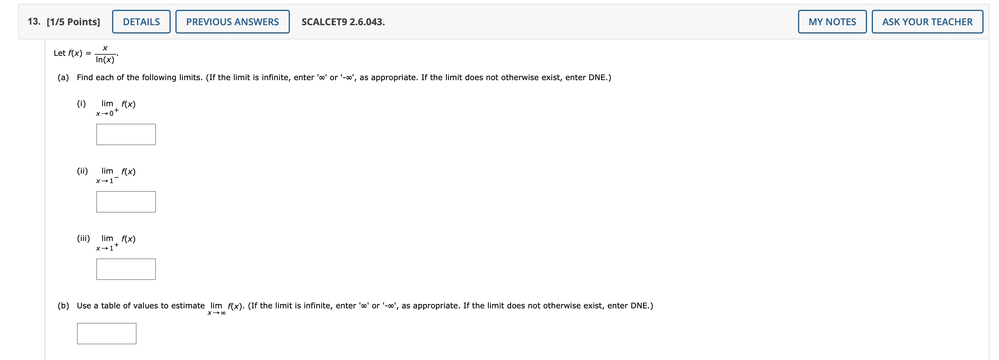Solved Let f(x)=. ln(x)^ (a) Find each of the following | Chegg.com