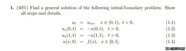 Solved 1. (40\%) Find a general solution of the following | Chegg.com