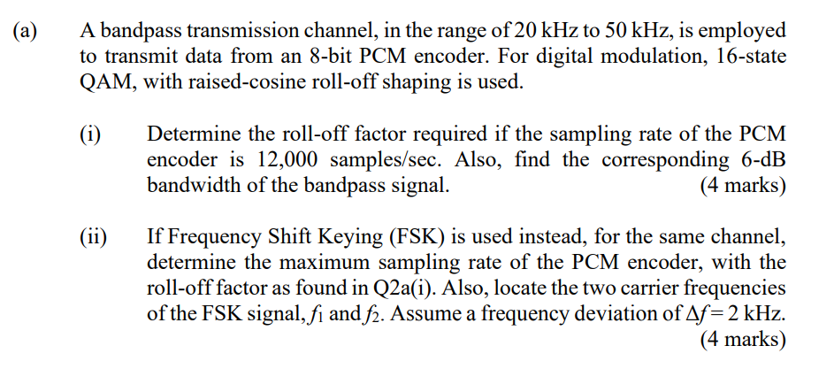 Solved (a) A bandpass transmission channel, in the range of | Chegg.com