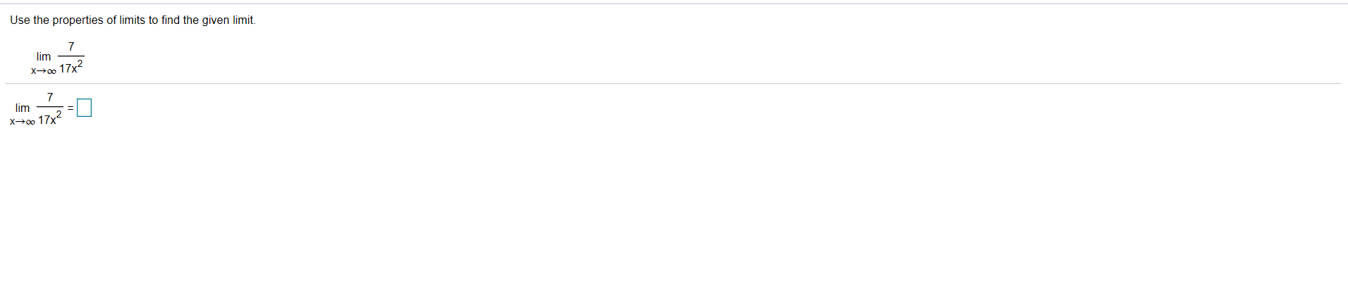 Solved Use the properties of limits to find the given limit. | Chegg.com