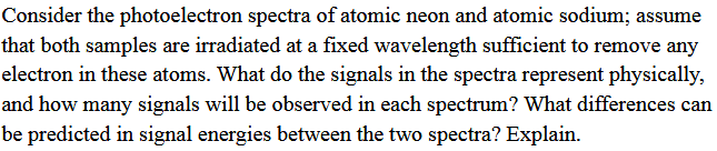Solved Consider the photoelectron spectra of atomic neon and | Chegg.com