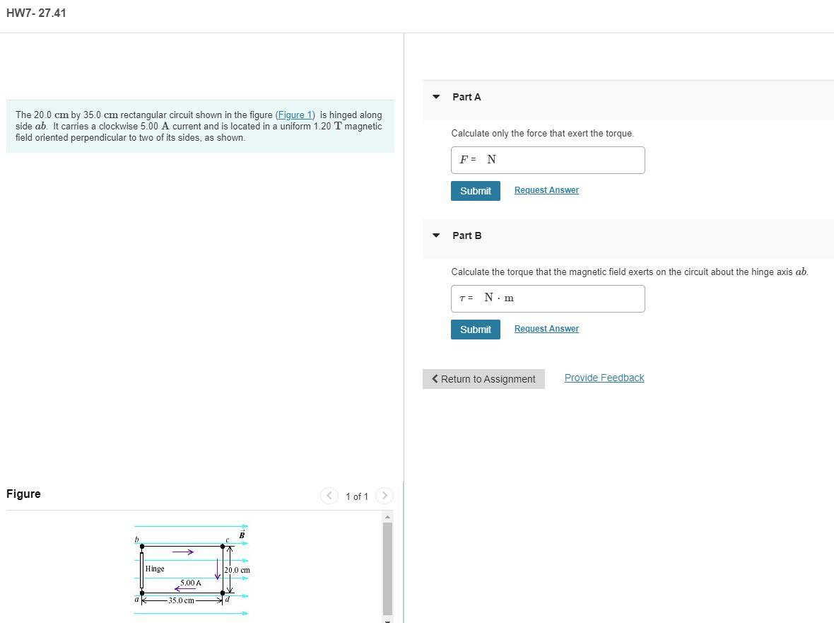 Solved The 20.0 cm by 35.0 cm rectangular circuit shown in | Chegg.com