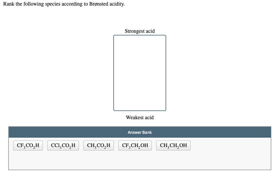 Solved Rank the following species according to Brønsted | Chegg.com
