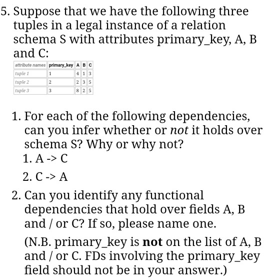 Solved 5. Suppose that we have the following three tuples in | Chegg.com