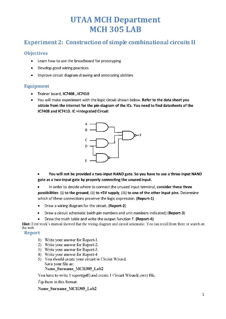 Solved UTAA MCH Department MCH 305 LAB Experiment 2: | Chegg.com