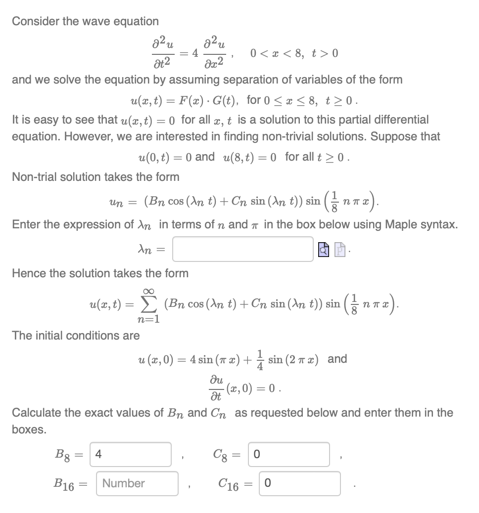 Consider the wave equation ∂t2∂2u=4∂x2∂2u,00 and we | Chegg.com