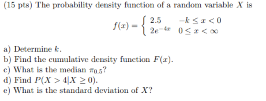 Solved The probability density function of a random variable | Chegg.com