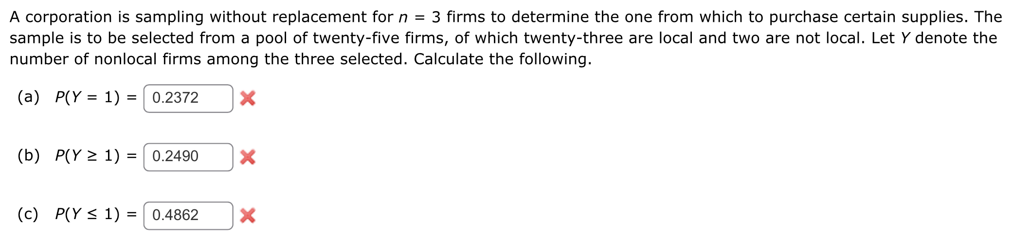 Solved A corporation is sampling without replacement for n = | Chegg.com