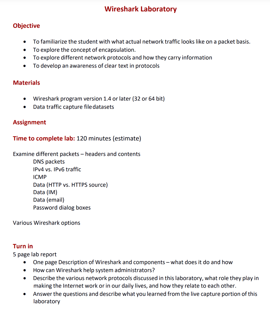 Wireshark Laboratory Objective To familiarize the | Chegg.com