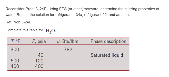 Solved Reconsider Prob. 3–24E. Using EES (or other) | Chegg.com Solved Reconsider Prob. 3–24E. Using EES (or other) | Chegg.com