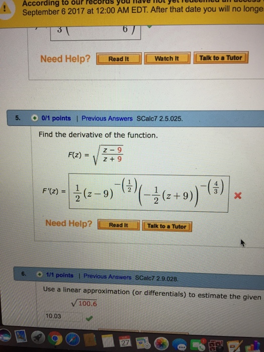 Solved Find the derivative of the function. F(z) = | Chegg.com