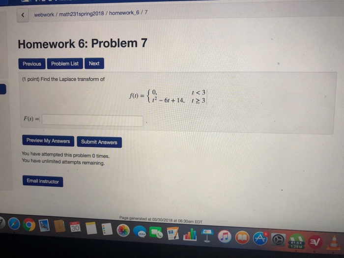 Solved Webwork Math231spring2018homework 67 Homework 6 9384
