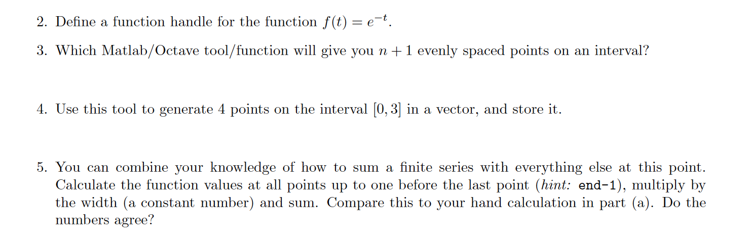 Solved 2 Define A Function Handle For The Function Ft 7583
