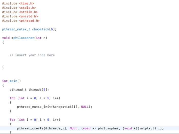 Solved Write a C program to implement the dining | Chegg.com