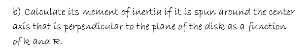 Solved 2. A circular disk radius R has an area density p(n)= | Chegg.com