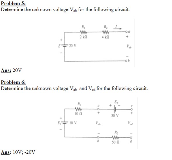 Solved Problem 5: Determine the unknown voltage Vab for the | Chegg.com