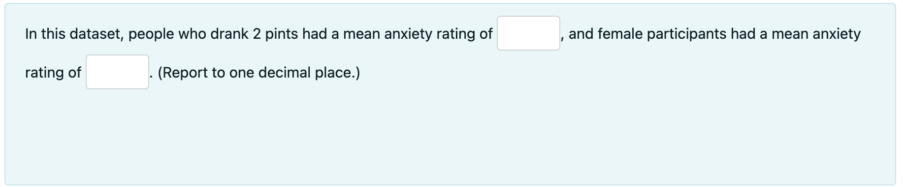 Solved Dataset Sex Attract Pints Anxietymale 50