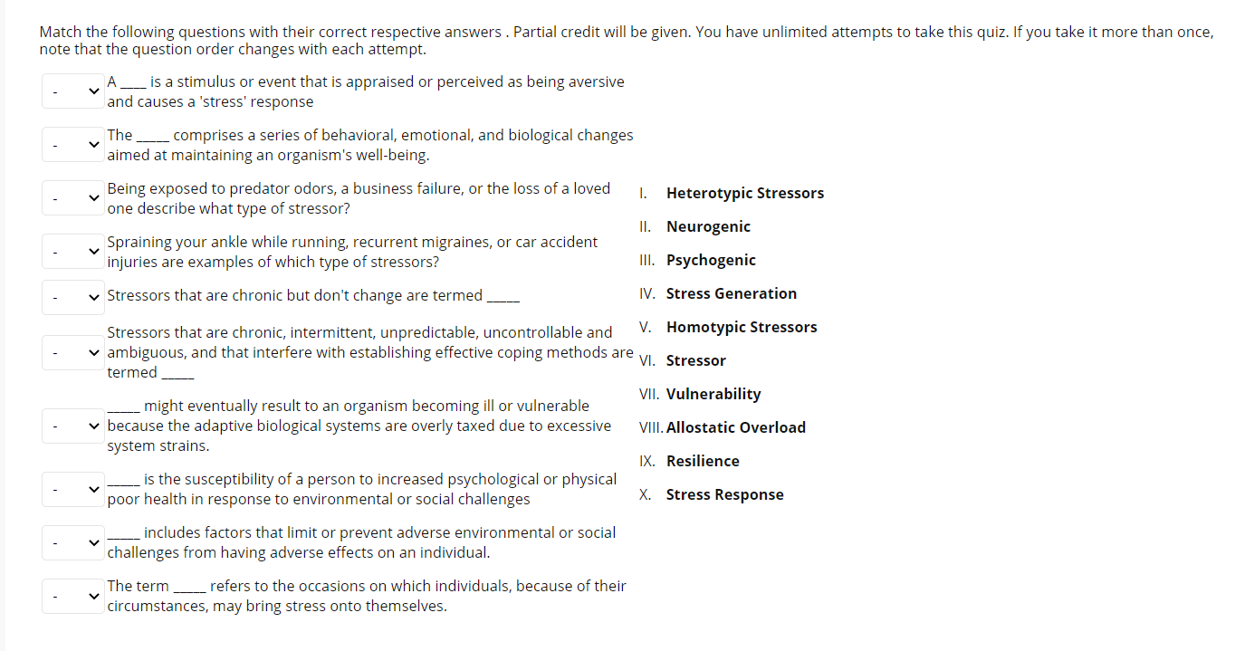 Solved Match the following questions with their correct | Chegg.com