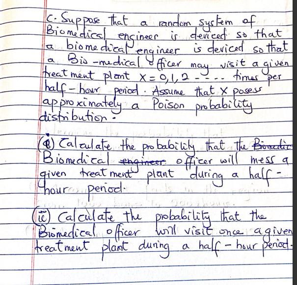 Solved c. Suppose that a random system of Biomedical | Chegg.com