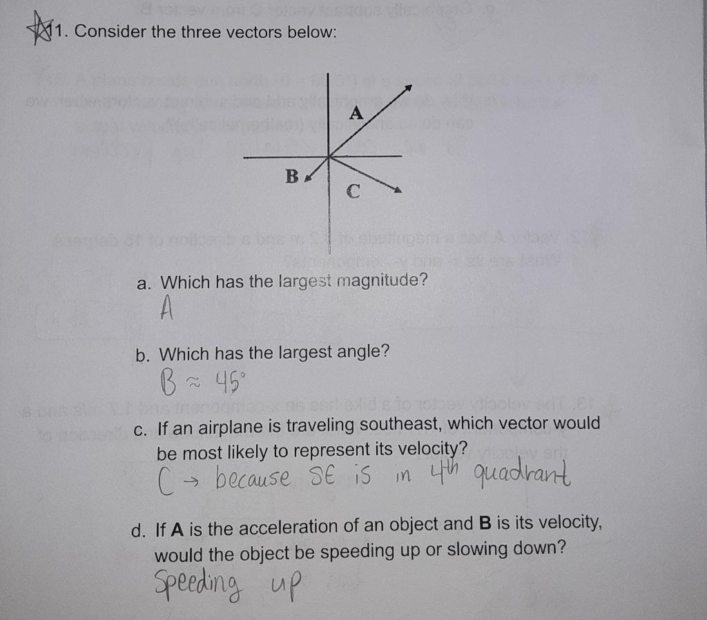 Solved e. Graphically add vectors A and C. f. Draw the | Chegg.com