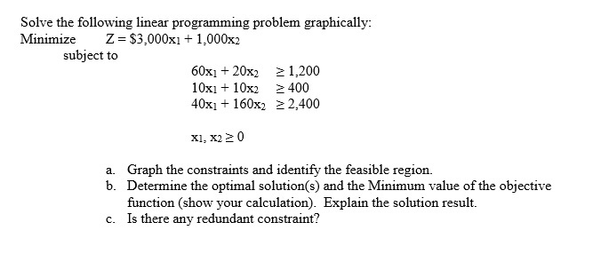 Solved Solve The Following Linear Programming Problem
