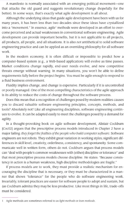 Solved Read “The Manifesto for Agile Software Development” | Chegg.com