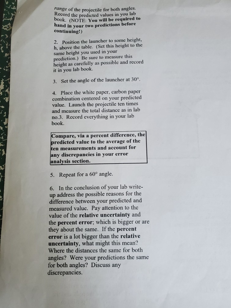 Solved Lab No. 4: Projectile Motion from an Elevated | Chegg.com