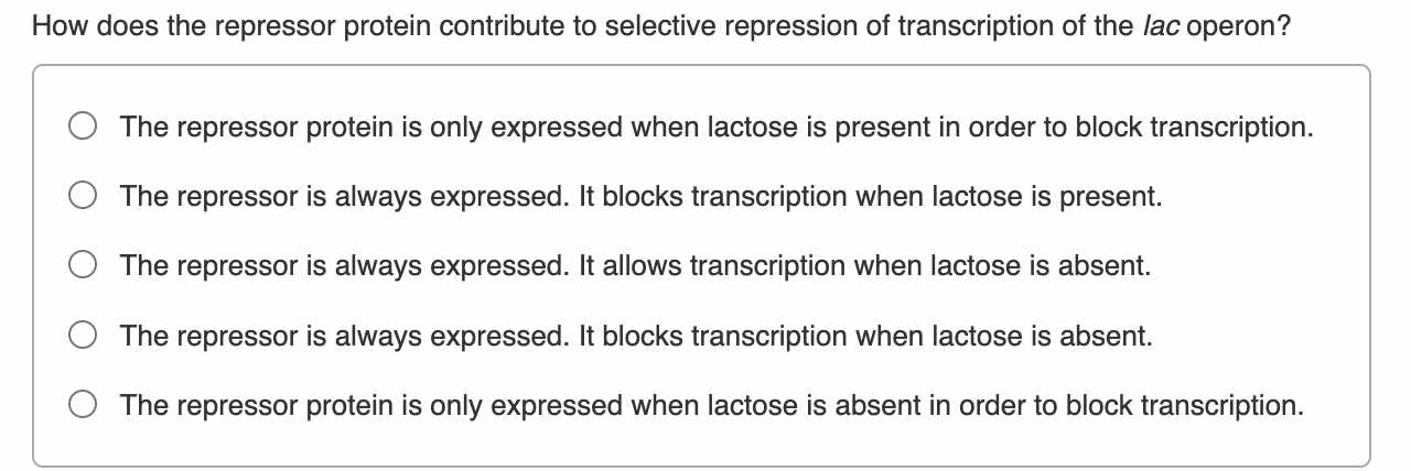 Solved How does the repressor protein contribute to | Chegg.com