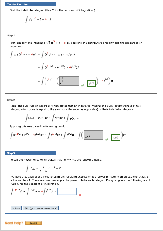 Solved Tutorial Exercise Find the indefinite integral. (Use | Chegg.com