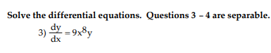 Solved Solve the differential equations. Questions 3−4 are | Chegg.com