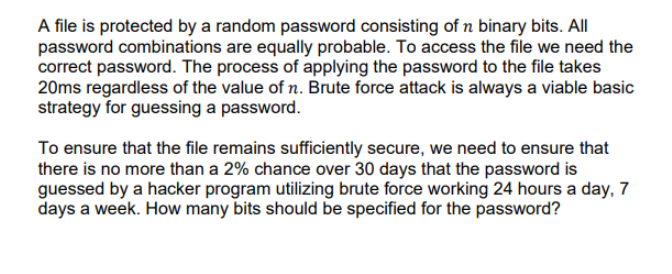 Solved A file is protected by a random password consisting | Chegg.com