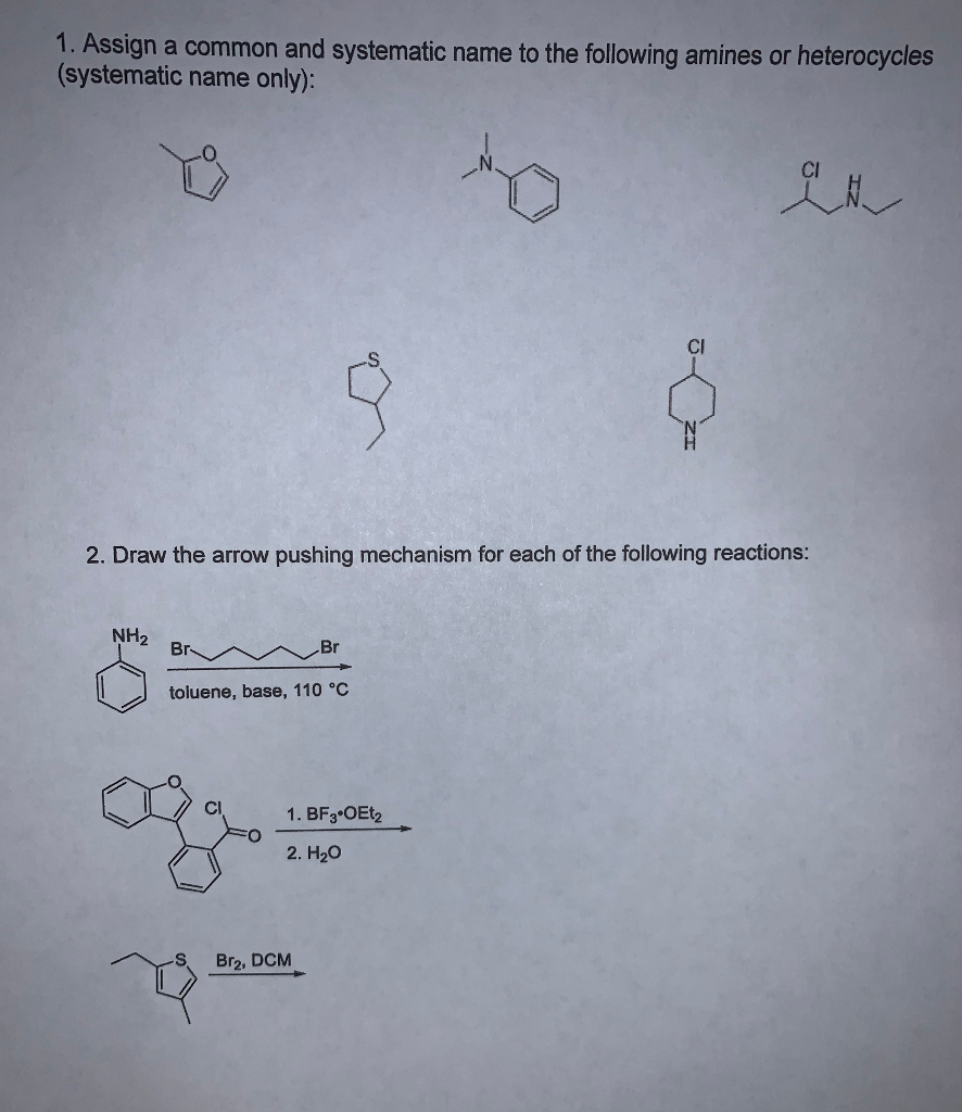 Solved 1. Assign a common and systematic name to the | Chegg.com