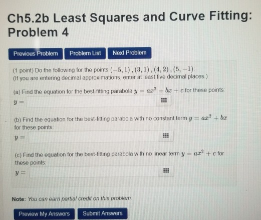 Solved Ch5.2b Least Squares and Curve Fitting: Problem 4 | Chegg.com