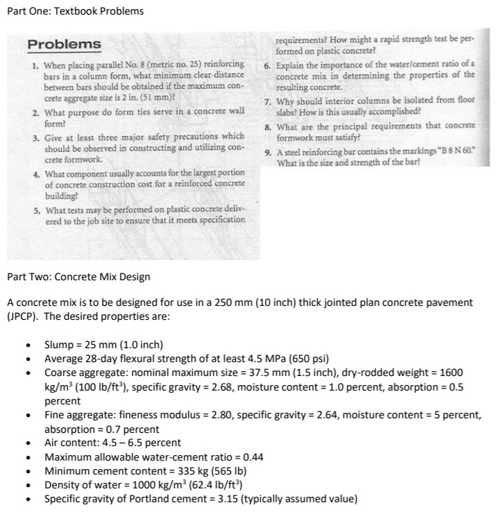 Part One: Textbook Problems Problems 1. When placing | Chegg.com