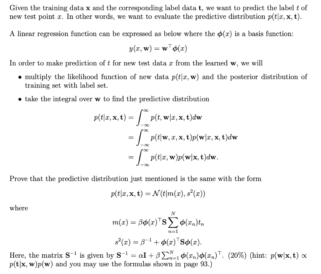 Given the training data x and the corresponding label | Chegg.com