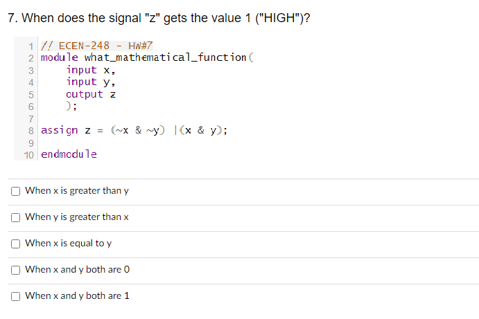Solved 7. When does the signal "z" gets the value 1 | Chegg.com