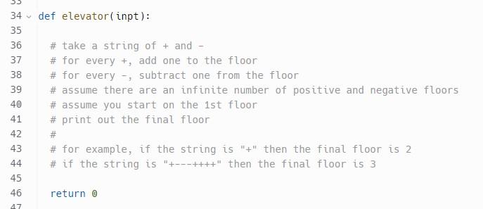 def elevator(inpt): \# take a string of + and - \# | Chegg.com