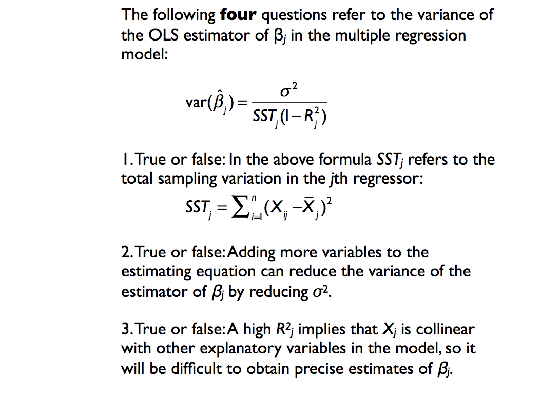 Solved The following four questions refer to the variance of | Chegg.com