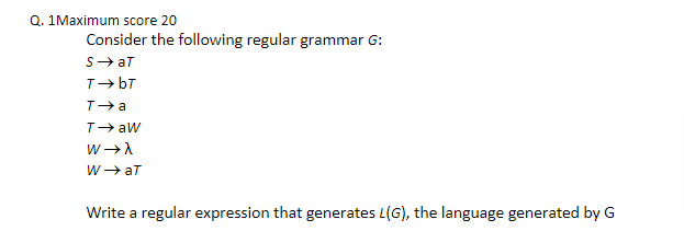 Solved 1Maximum score 20 Consider the following regular | Chegg.com Solved 1Maximum score 20 Consider the following regular | Chegg.com
