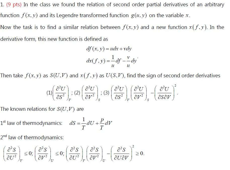 Solved 1. ( 9 pts) In the class we found the relation of | Chegg.com